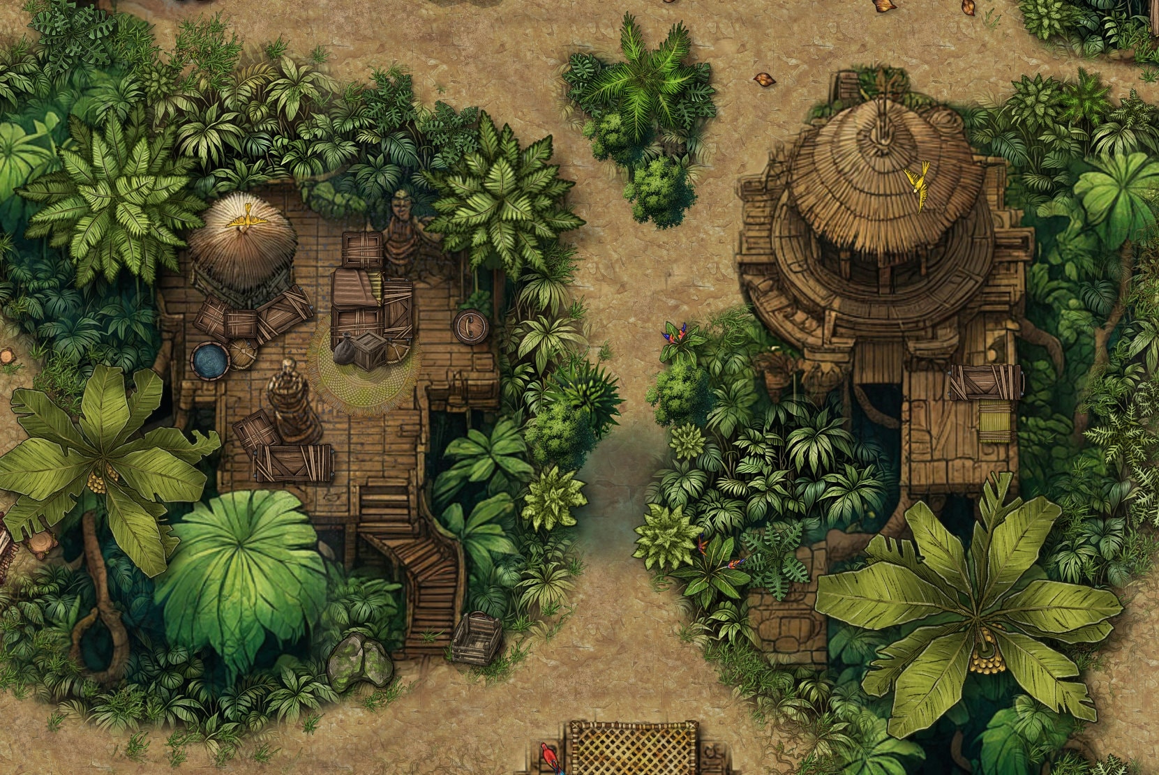 Large Jungle Village 70x40, (dnd Battle Map, Battlemap, Dungeons and ...