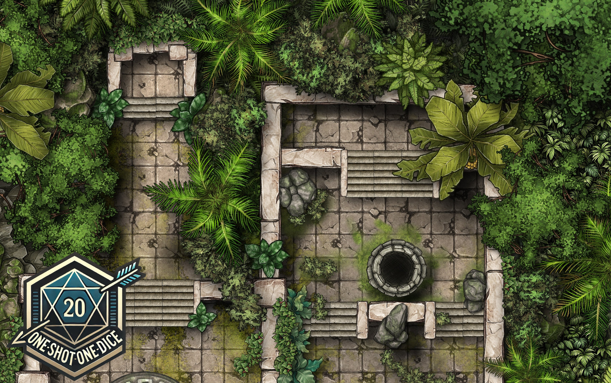 Jungle Temple Ruin Map - Encounter Map, (dnd, Battlemap, Dungeons and ...