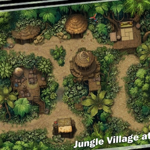 Large Jungle Village 70x40, (dnd Battle Map, Battlemap, Dungeons and ...