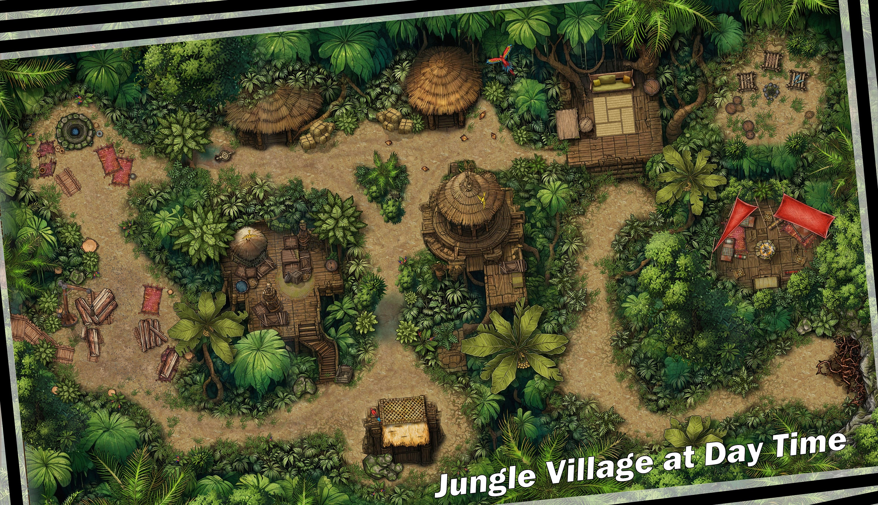Large Jungle Village 70x40, (dnd Battle Map, Battlemap, Dungeons and ...