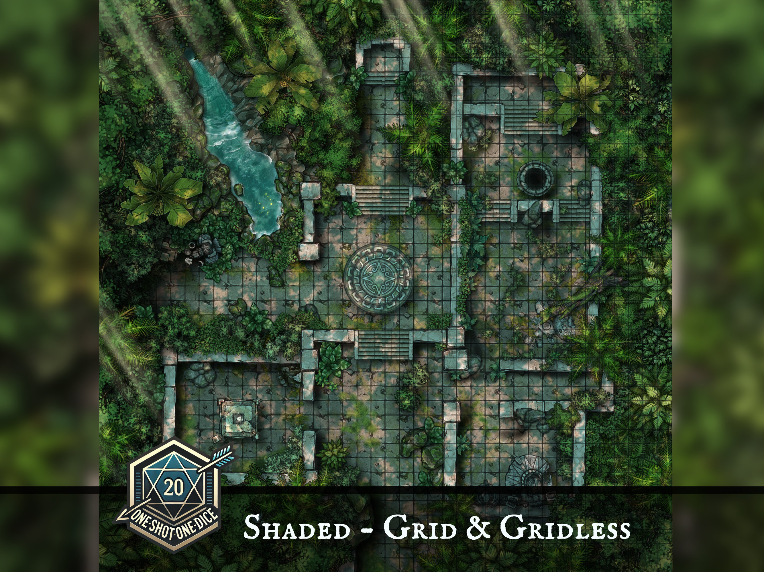 Jungle Temple Ruin Map - Encounter Map, (dnd, Battlemap, Dungeons and ...