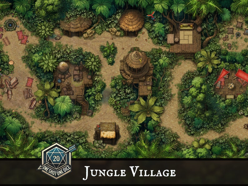 Large Jungle Village 70x40, (dnd Battle Map, Battlemap, Dungeons and ...