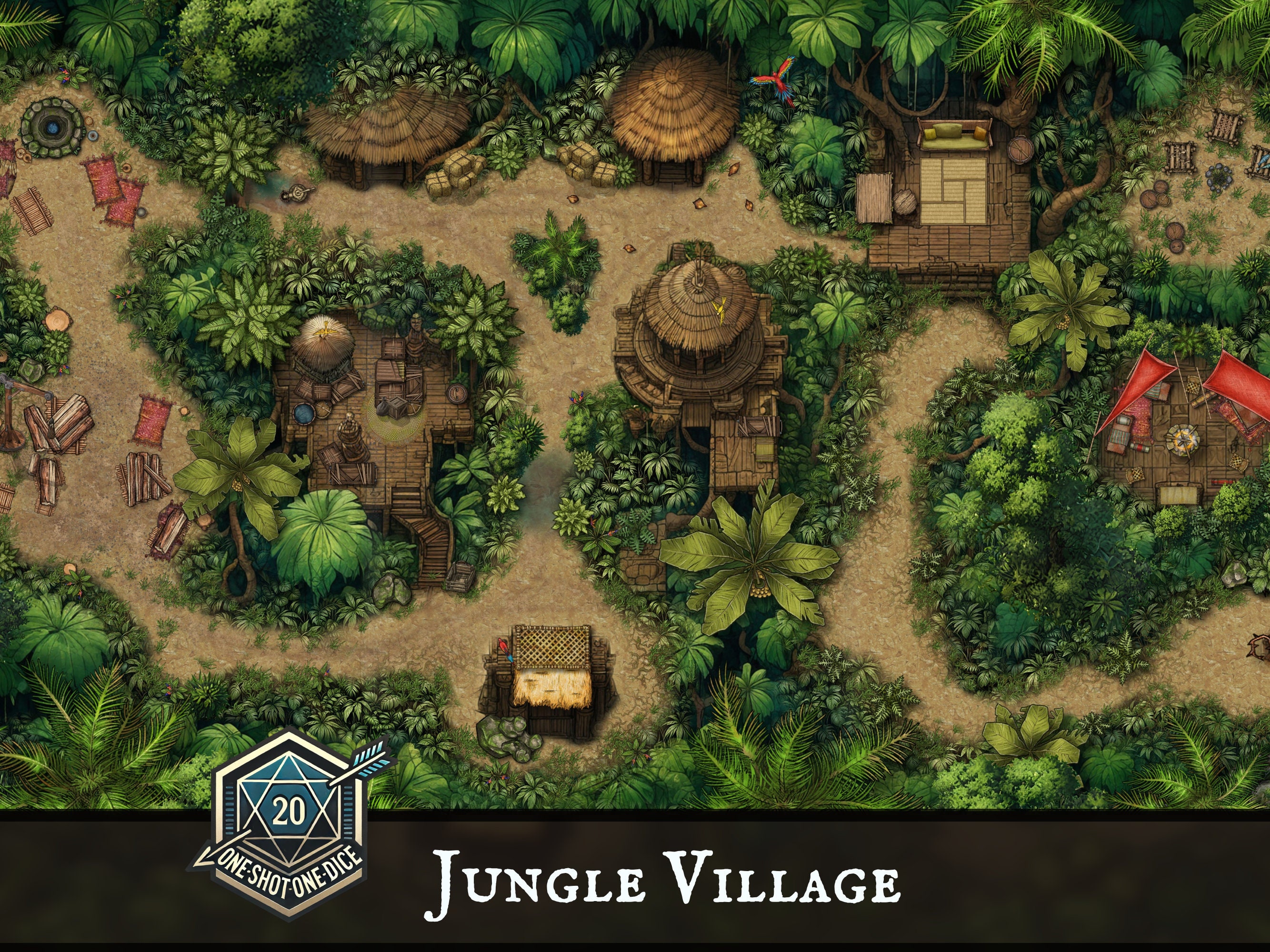 Large Jungle Village 70x40, (dnd Battle Map, Battlemap, Dungeons and ...