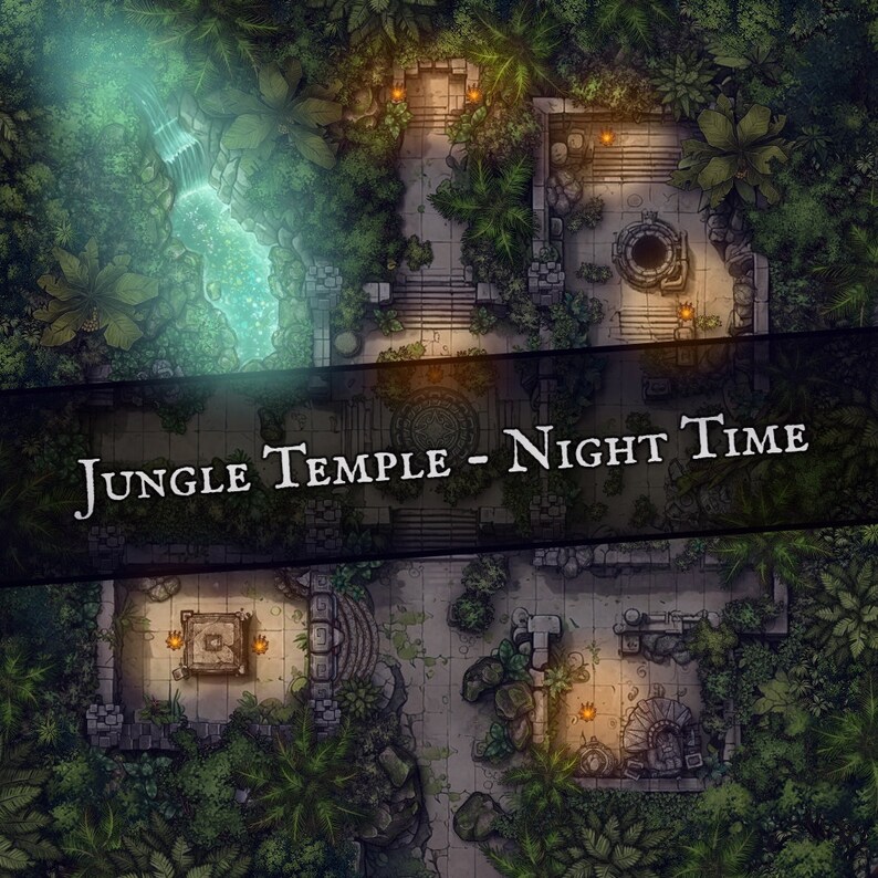 Jungle Temple 27x27, dnd Battle Map, Battlemap, Dungeons and Dragons, 5e, Roll20, Fantasy ...