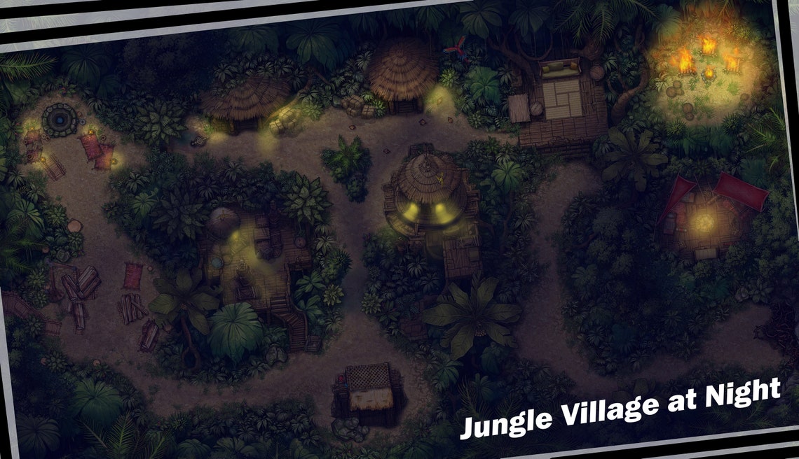 Large Jungle Village 70x40, (dnd Battle Map, Battlemap, Dungeons and ...