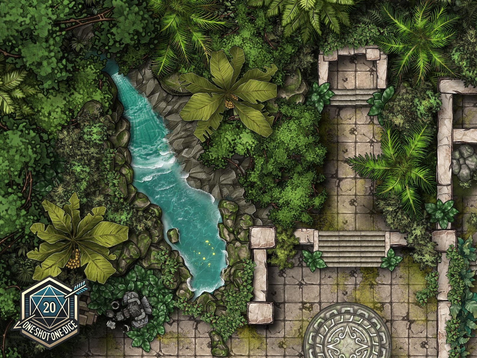 Jungle Temple Ruin Map - Encounter Map, (dnd, Battlemap, Dungeons and ...