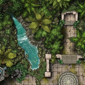 Jungle Temple Ruin Map - Encounter Map, (dnd, Battlemap, Dungeons and Dragons, 5e, Roll20 ...