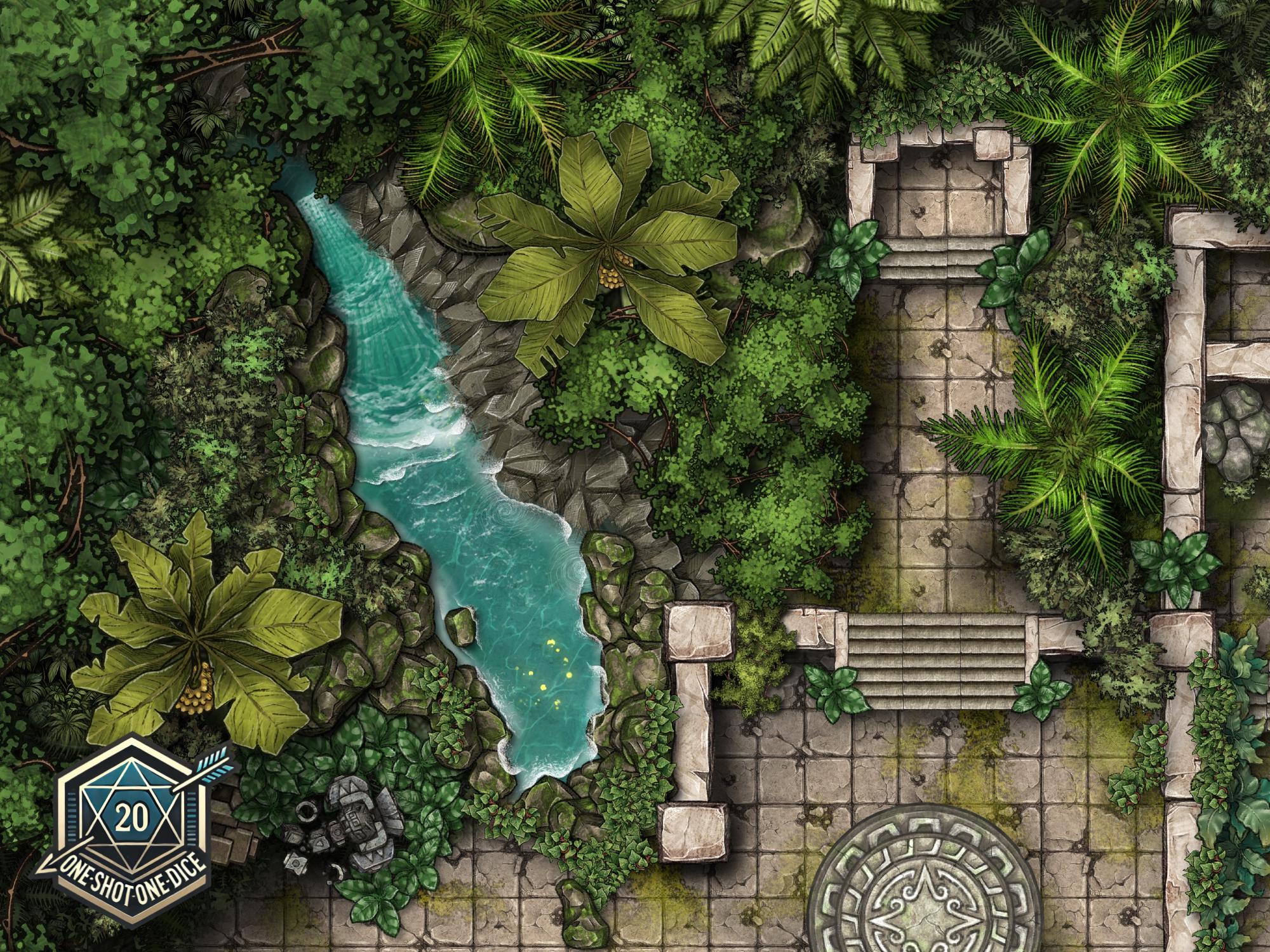 Jungle Temple Ruin Map - Encounter Map, (dnd, Battlemap, Dungeons and ...