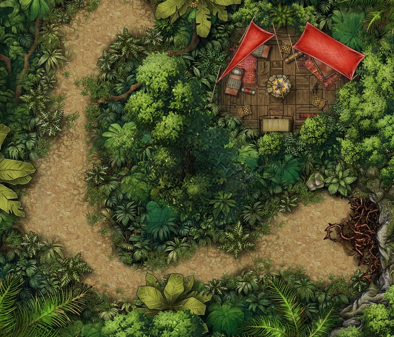 Large Jungle Village 70x40, (dnd Battle Map, Battlemap, Dungeons and ...