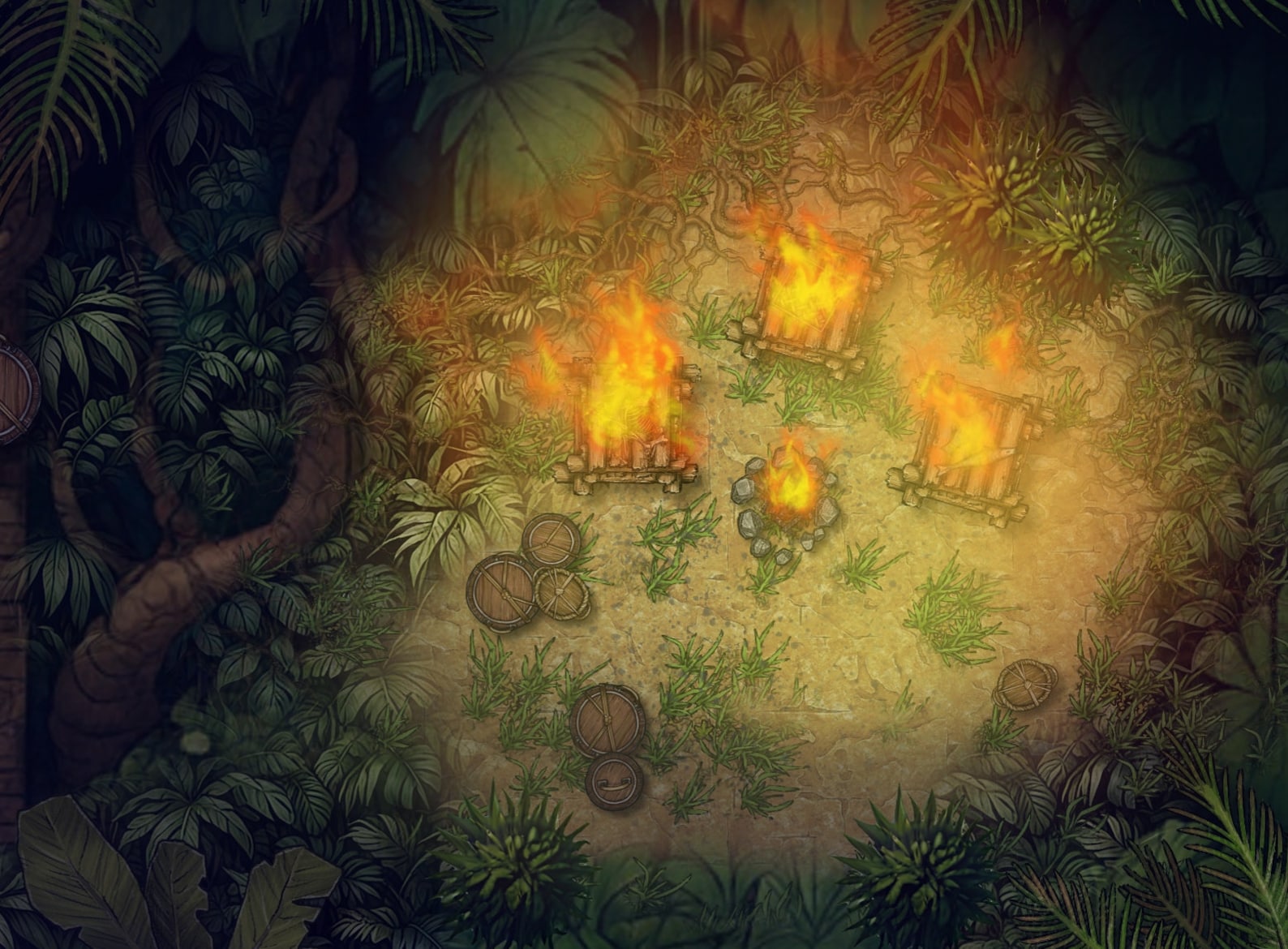 Large Jungle Village 70x40, (dnd Battle Map, Battlemap, Dungeons and ...