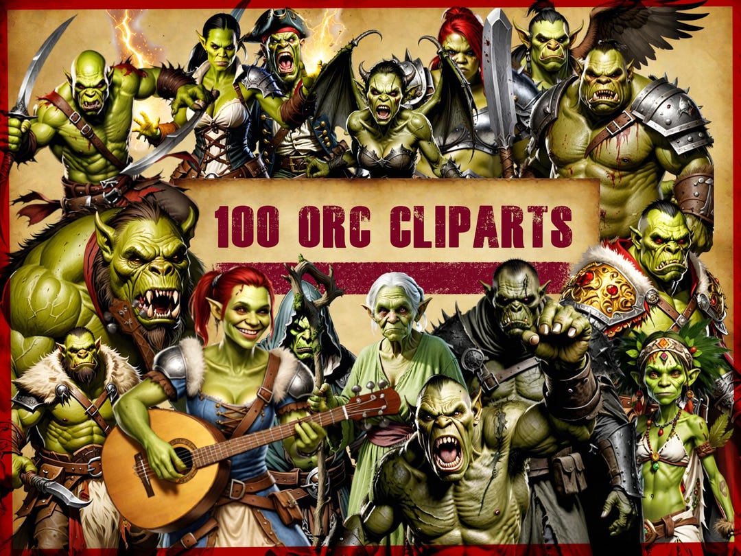 RPG Monster - Orc Clip Art (pngs) Collection, for VTT, Sticker, Art and ...