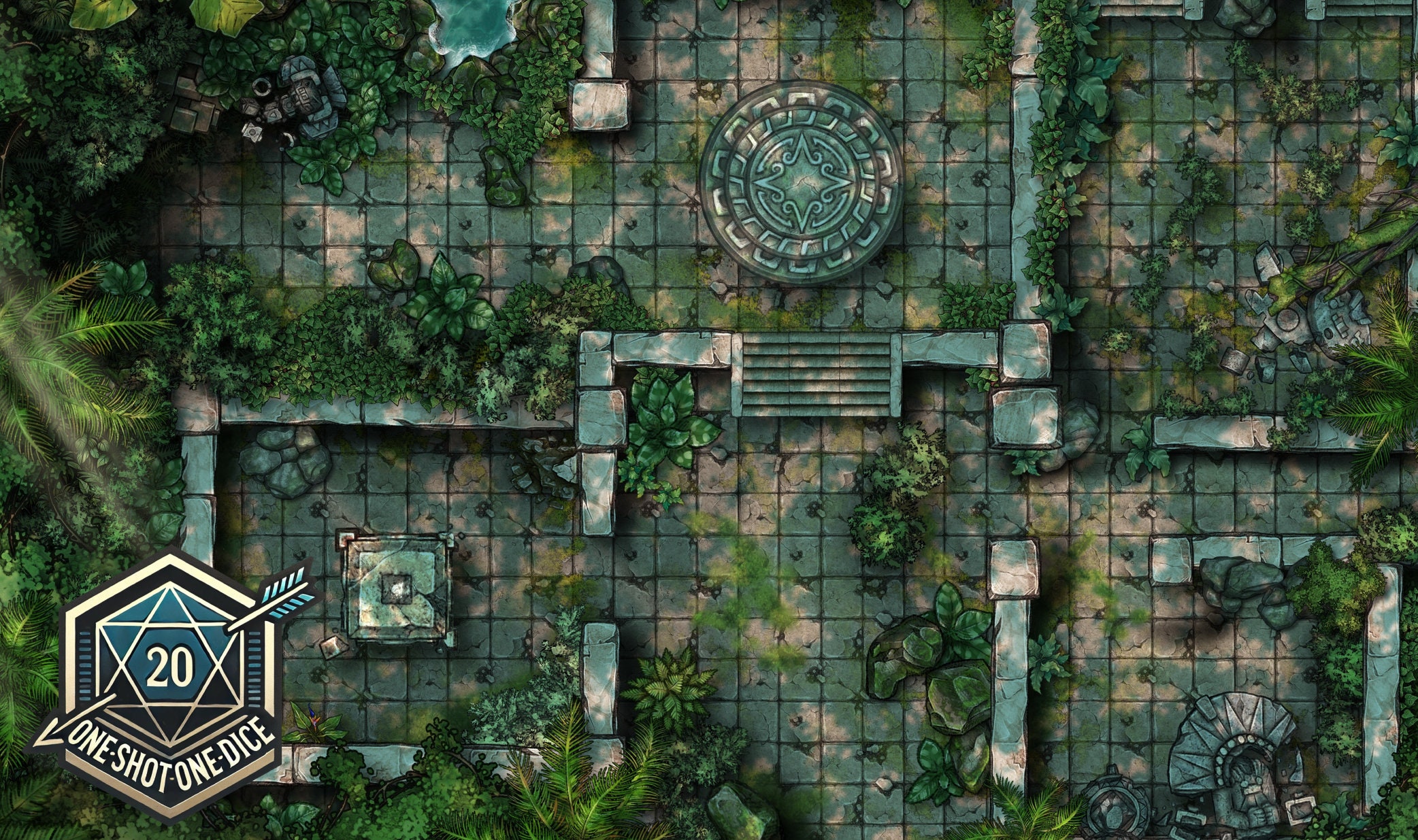 Jungle Temple Ruin Map - Encounter Map, (dnd, Battlemap, Dungeons and ...