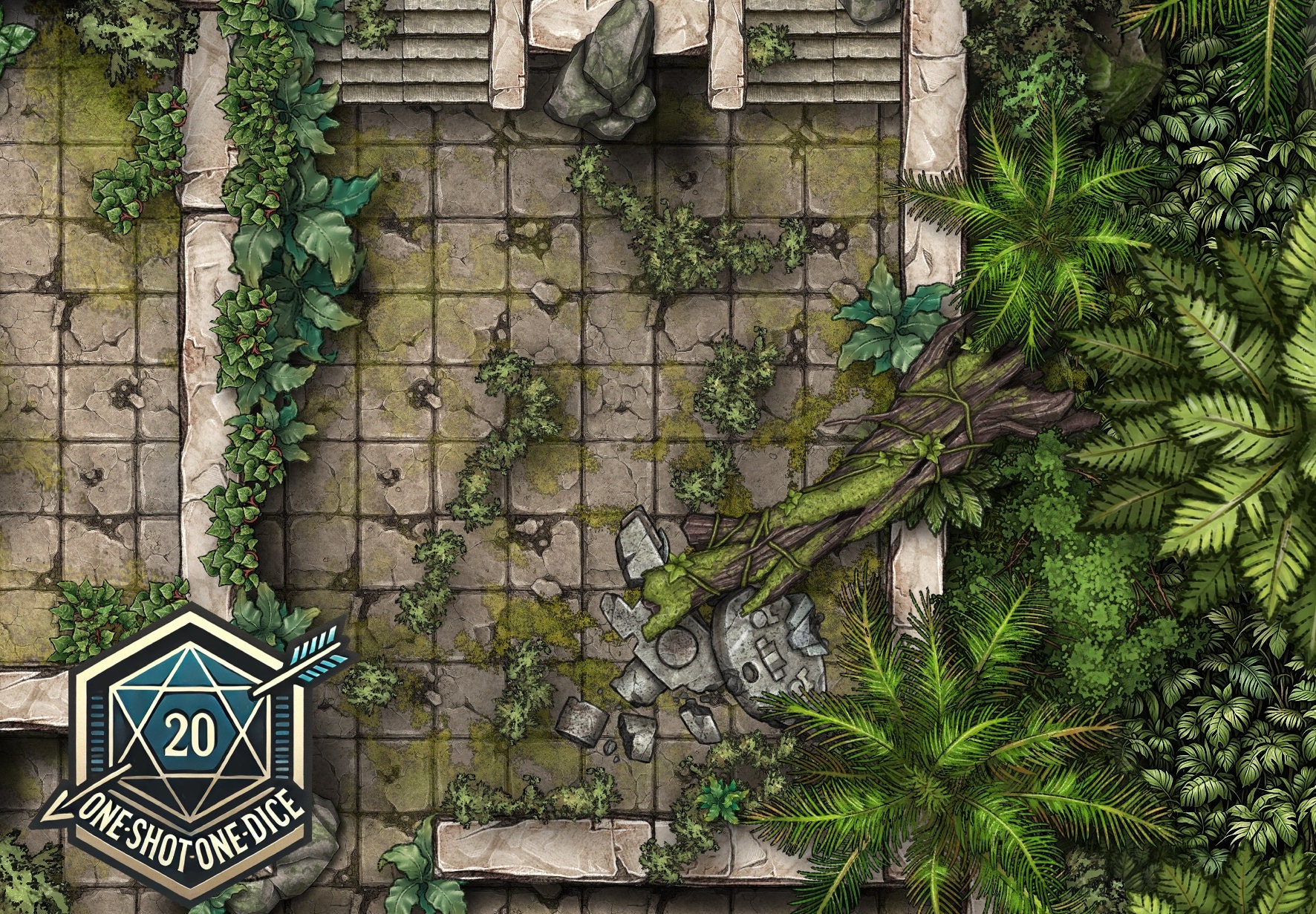 Jungle Temple Ruin Map - Encounter Map, (dnd, Battlemap, Dungeons and ...