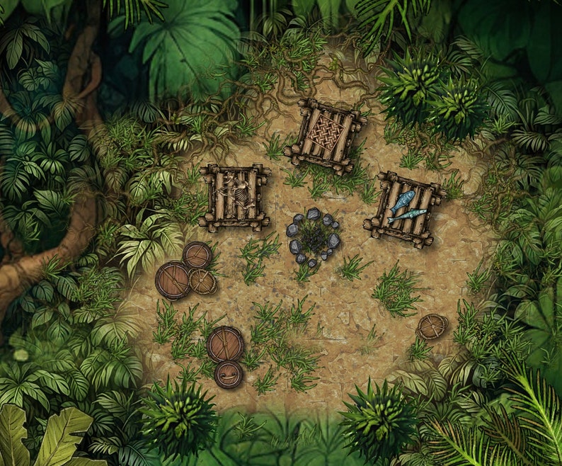 Large Jungle Village 70x40, (dnd Battle Map, Battlemap, Dungeons and ...