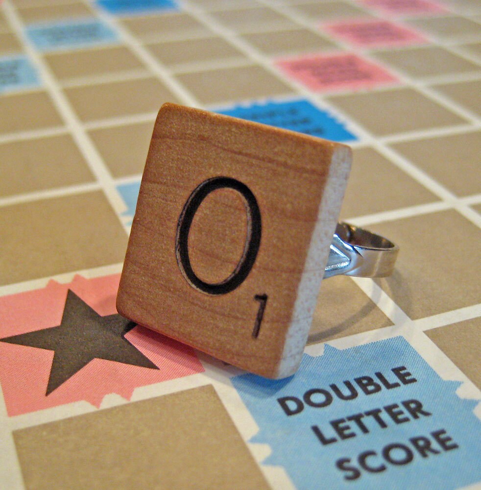 Wooden Scrabble Tile Letter Ring Personalized Gift Initial - Etsy