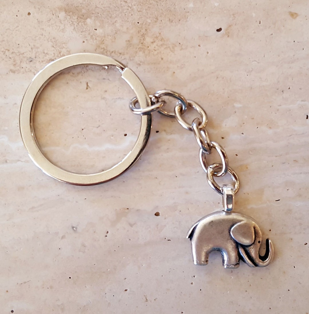 Silver Elephant Keychain, Backpack Charm, Good Luck Keychain - Etsy