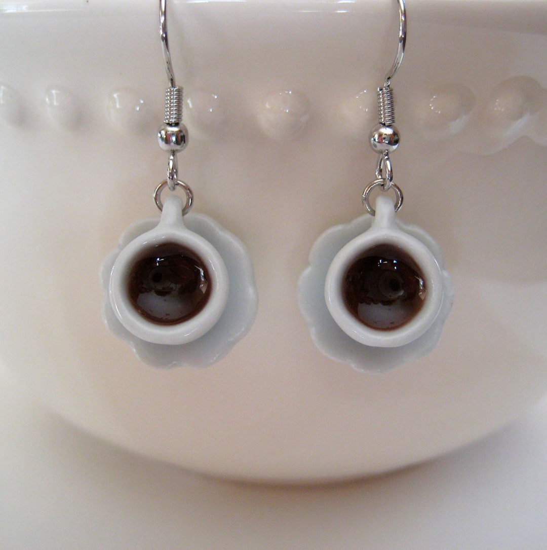 Cup of Coffee Earrings - Food Jewelry - Coffee Lover Gift - Etsy
