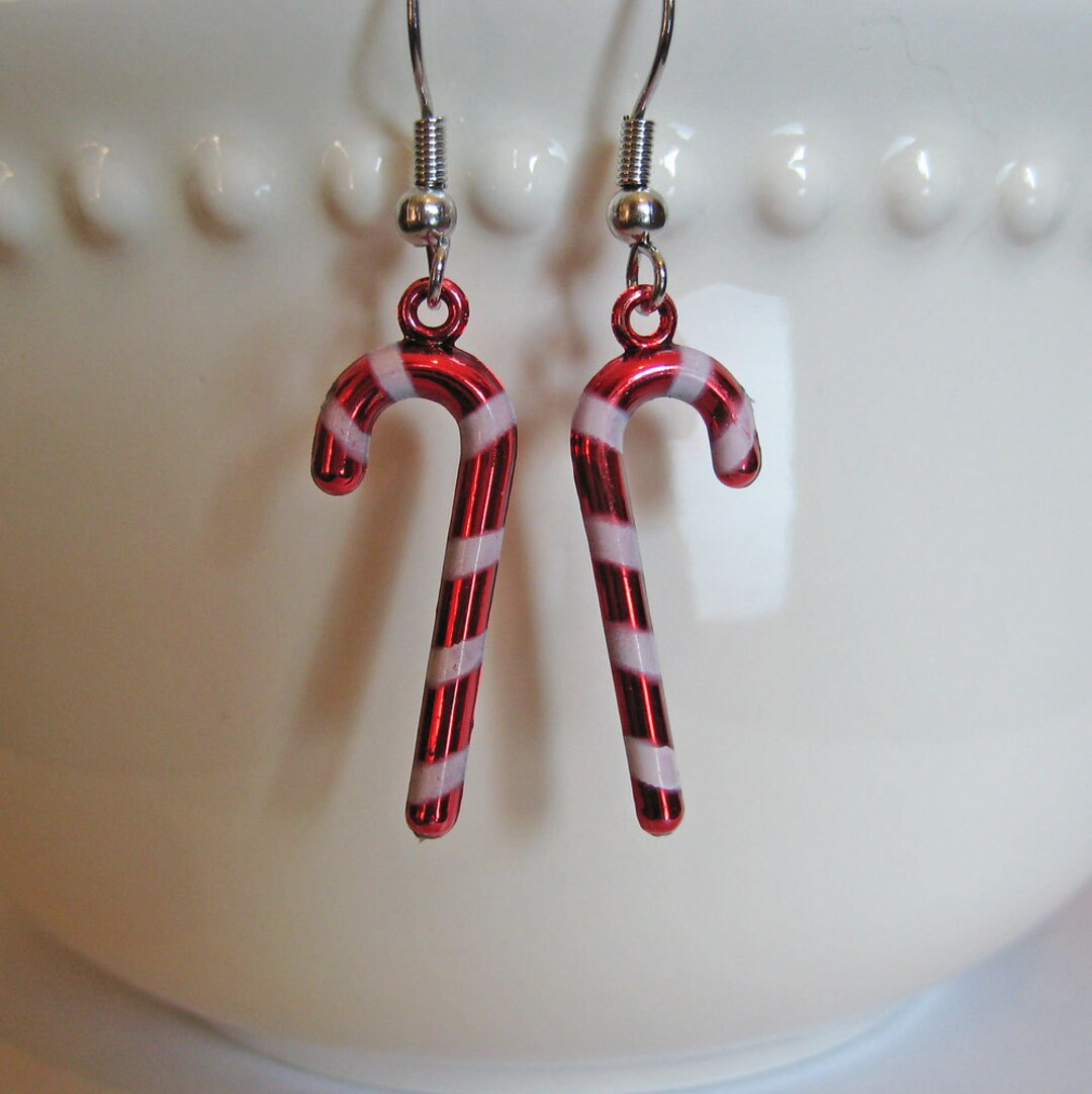 Candy Cane Earrings - Christmas Earrings - Food Jewelry - Food Earrings ...