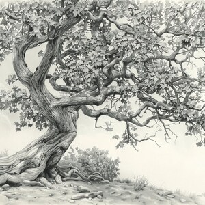 Intricate Pencil Drawing of Ancient Sycamore Tree Wall Art Printables ...