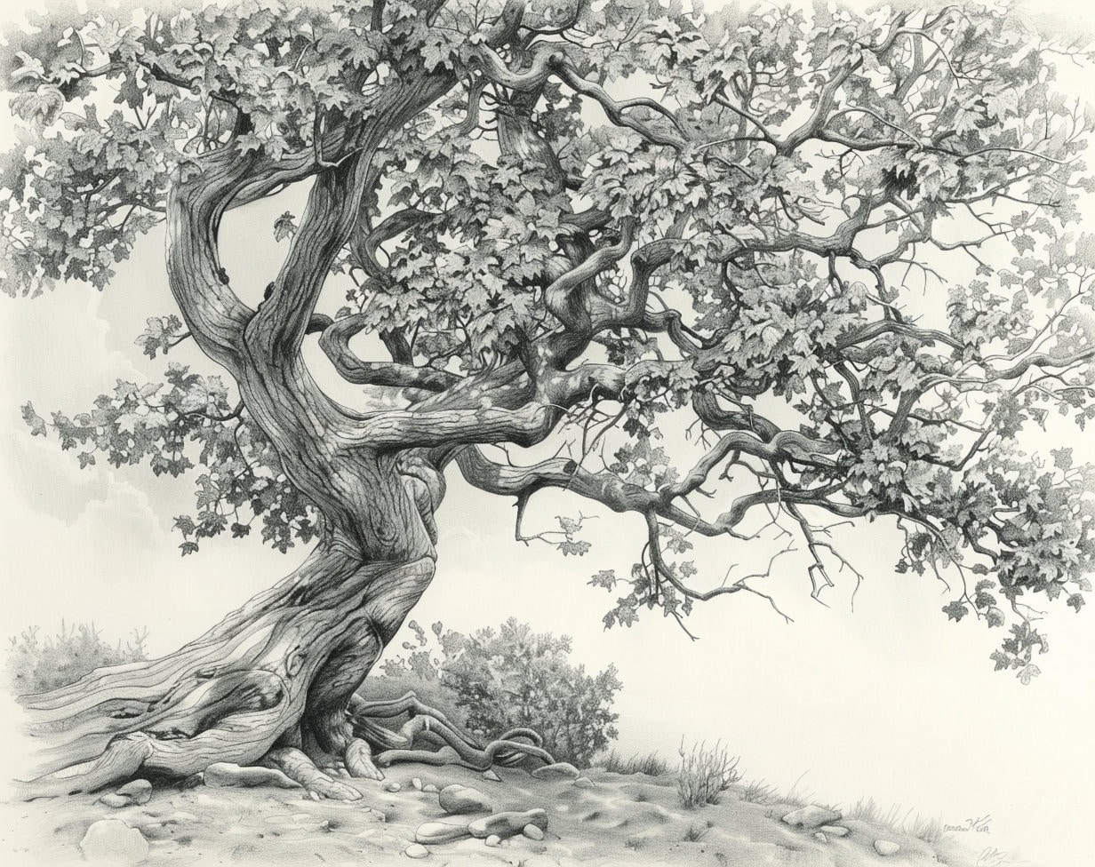 Intricate Pencil Drawing of Ancient Sycamore Tree Wall Art Printables ...