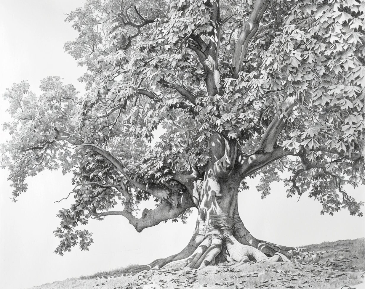 Intricate Pencil Drawing of Ancient Sycamore Tree Wall Art Printables ...