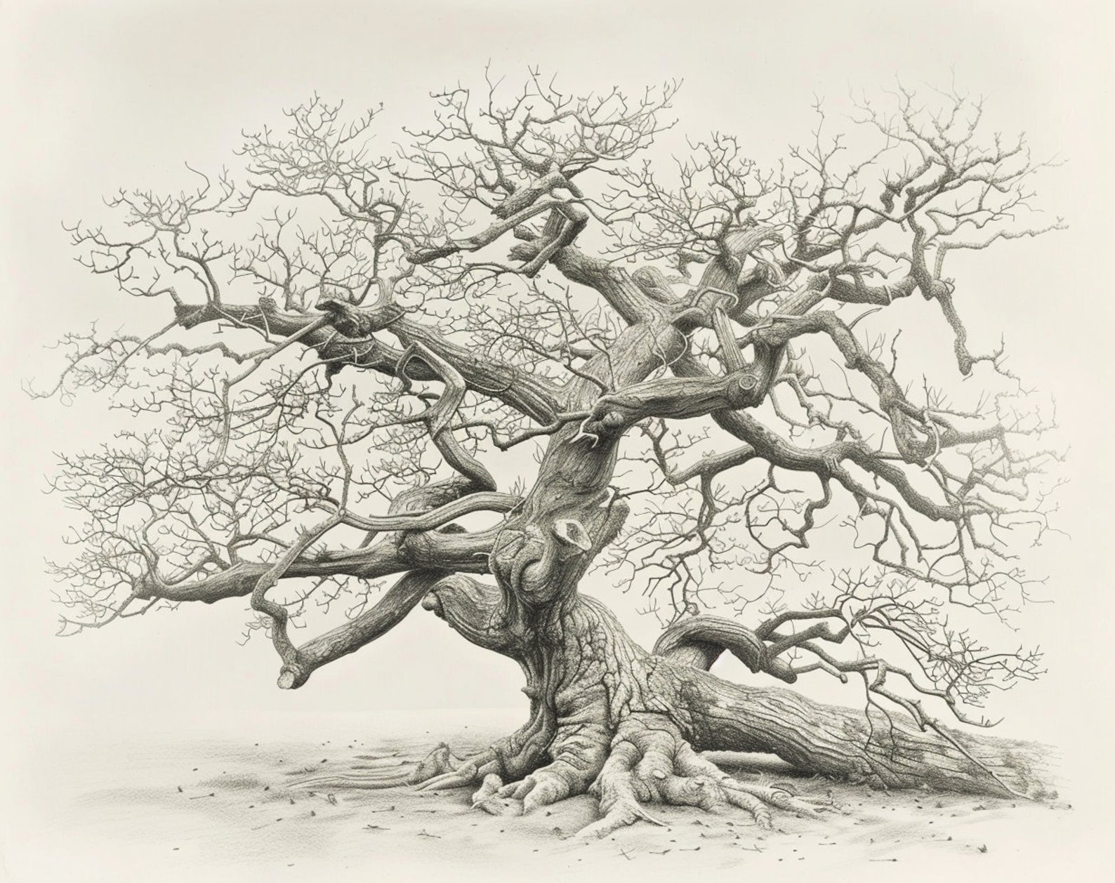 Intricate Pencil Drawing of Ancient Sycamore Tree Wall Art Printables ...
