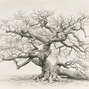 Intricate Pencil Drawing of Ancient Sycamore Tree Wall Art Printables ...