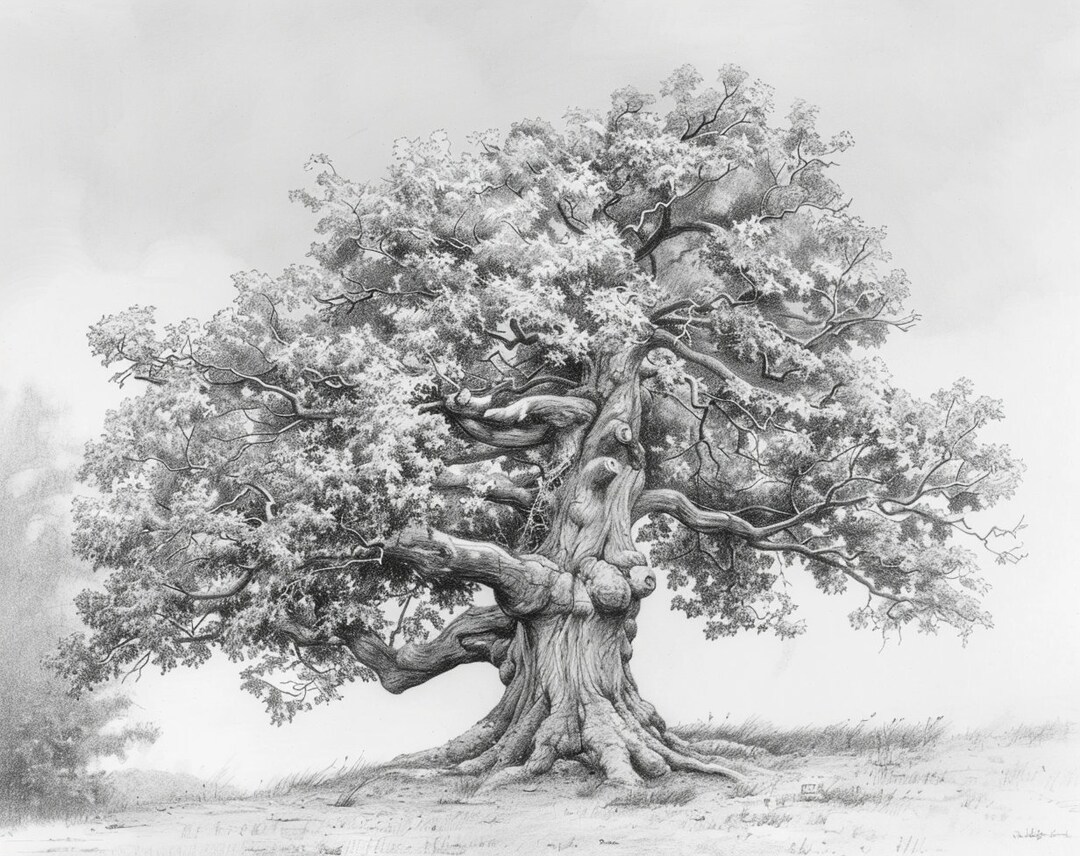 Intricate Pencil Drawing of Ancient Sycamore Tree Wall Art Printables ...