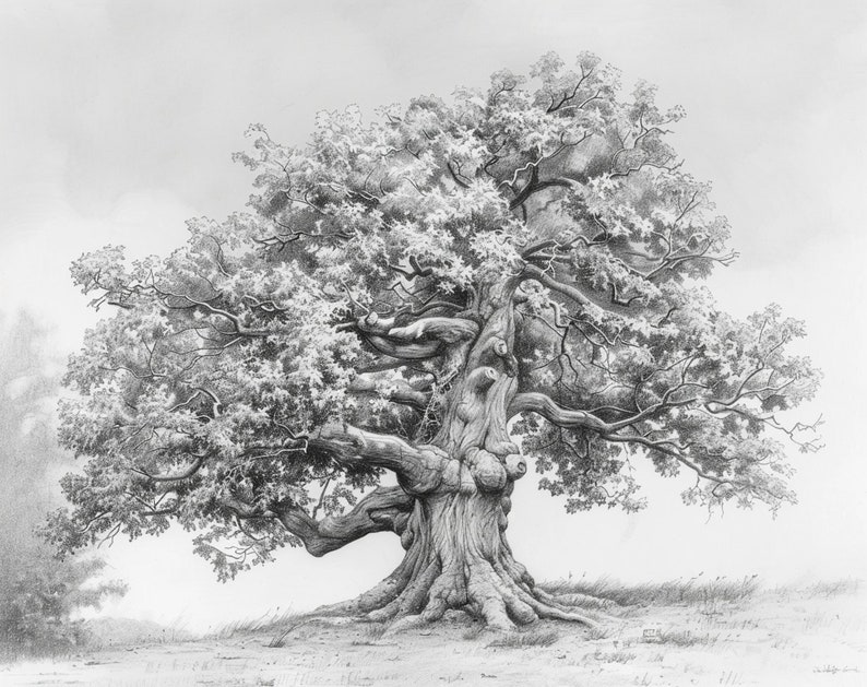 Intricate Pencil Drawing of Ancient Sycamore Tree Wall Art Printables ...