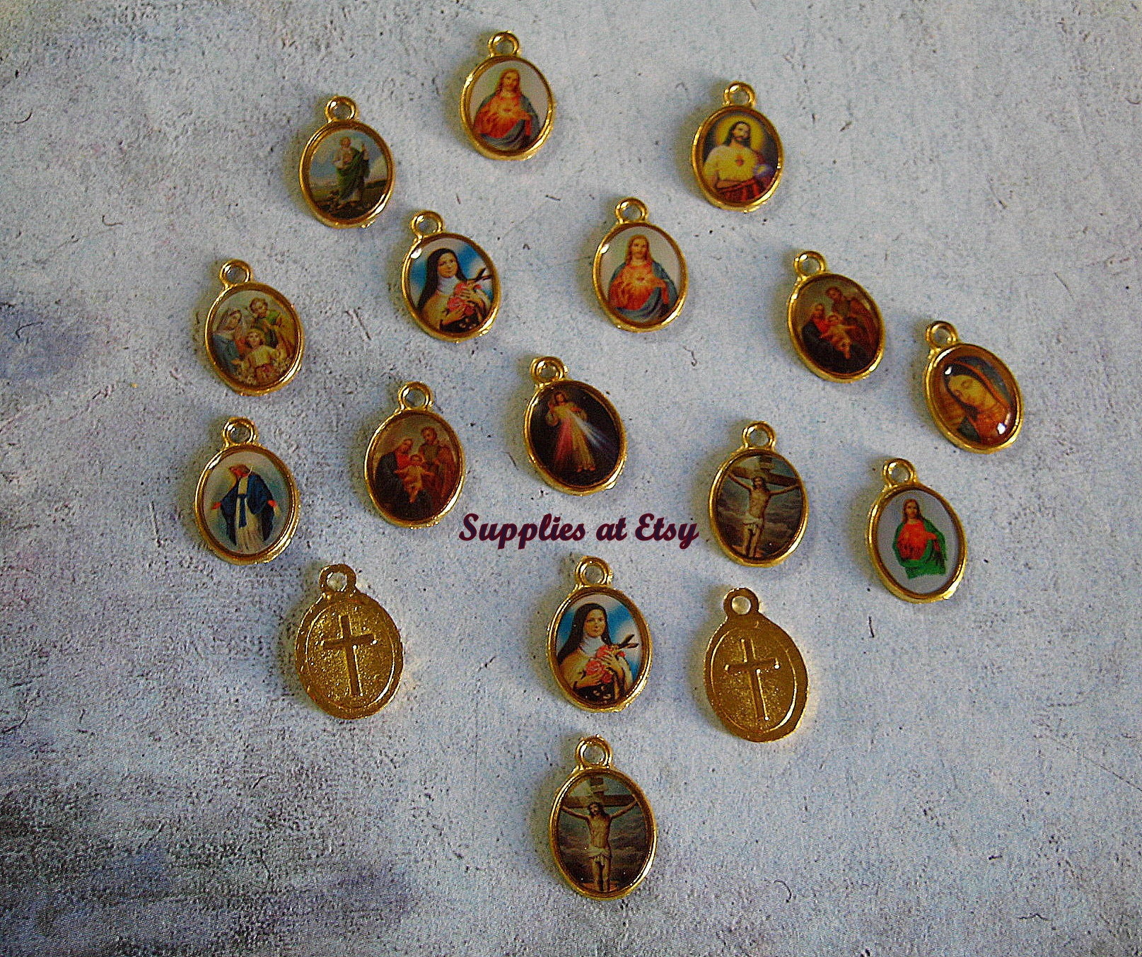 Lot Gold Catholic Medals-gold Sacred Heart Medal-virgin Mary | Etsy