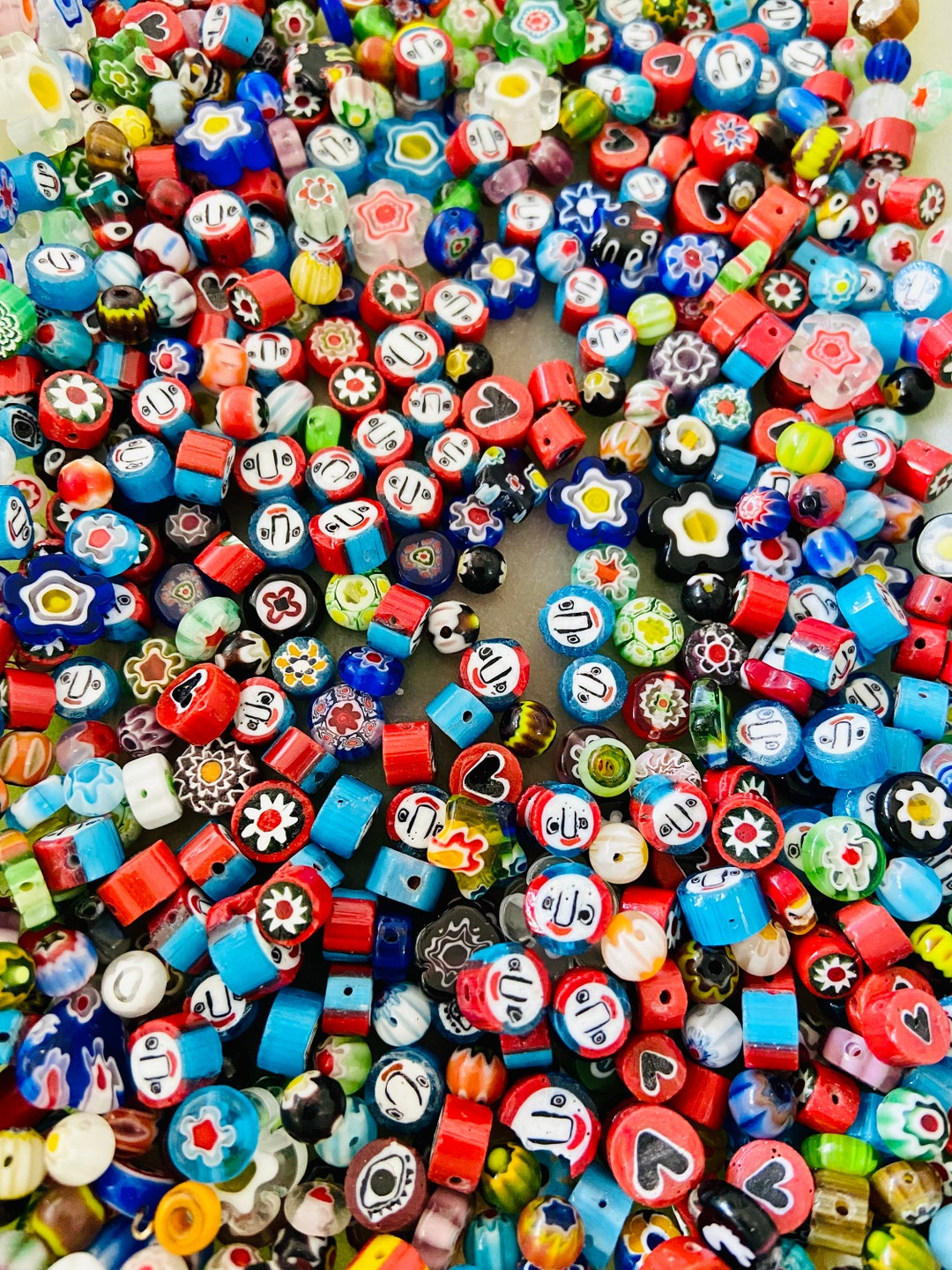 Unique Rustic Random Millefiori Glass Beads-floral Beads-millefiori ...