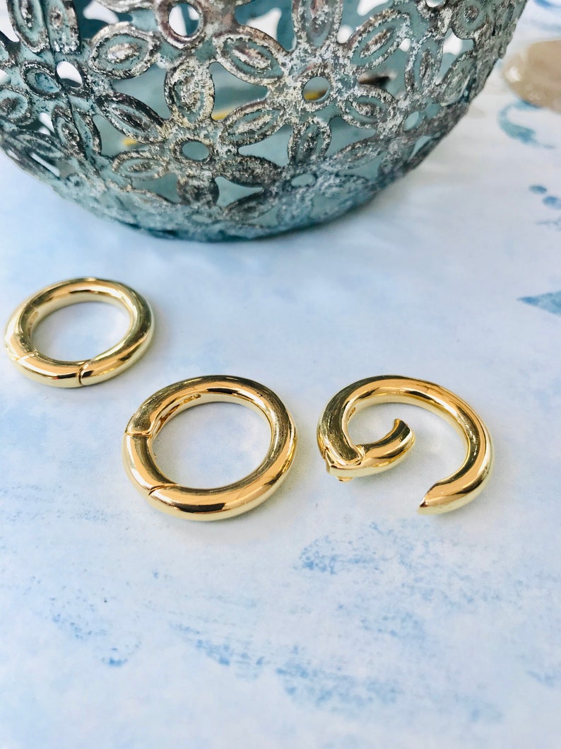 18k gold Plated Clasps/large Snap ring clasp/Spring Gate | Etsy