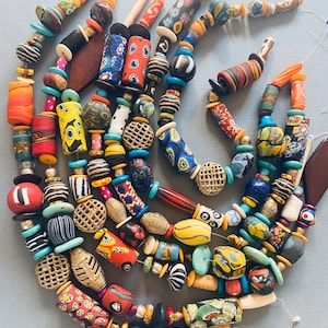 Mixed Tribal & African Beads-rustic Ethnic African Metal Glass Beads ...