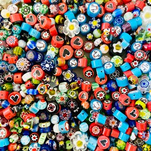 Unique Rustic Random Millefiori Glass Beads-floral Beads-millefiori ...