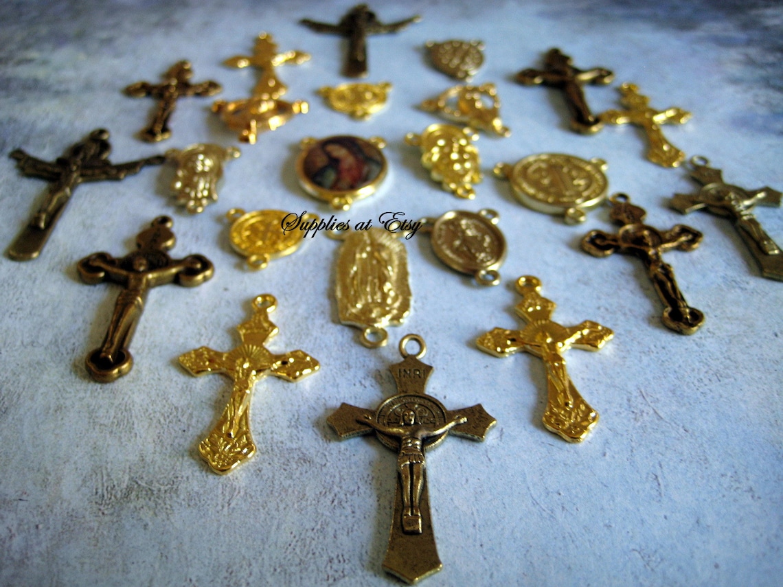 Sale Assortment Gold Catholic Rosary Centerpiece and Crucifix ...