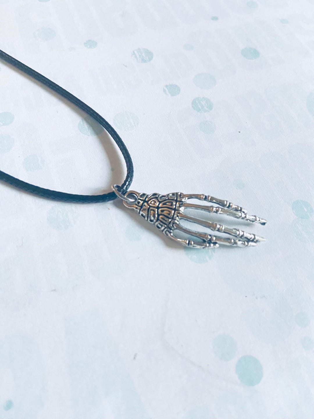 Whimsical Skeleton Hand Charm Necklace -antique Silver Skeleton ...