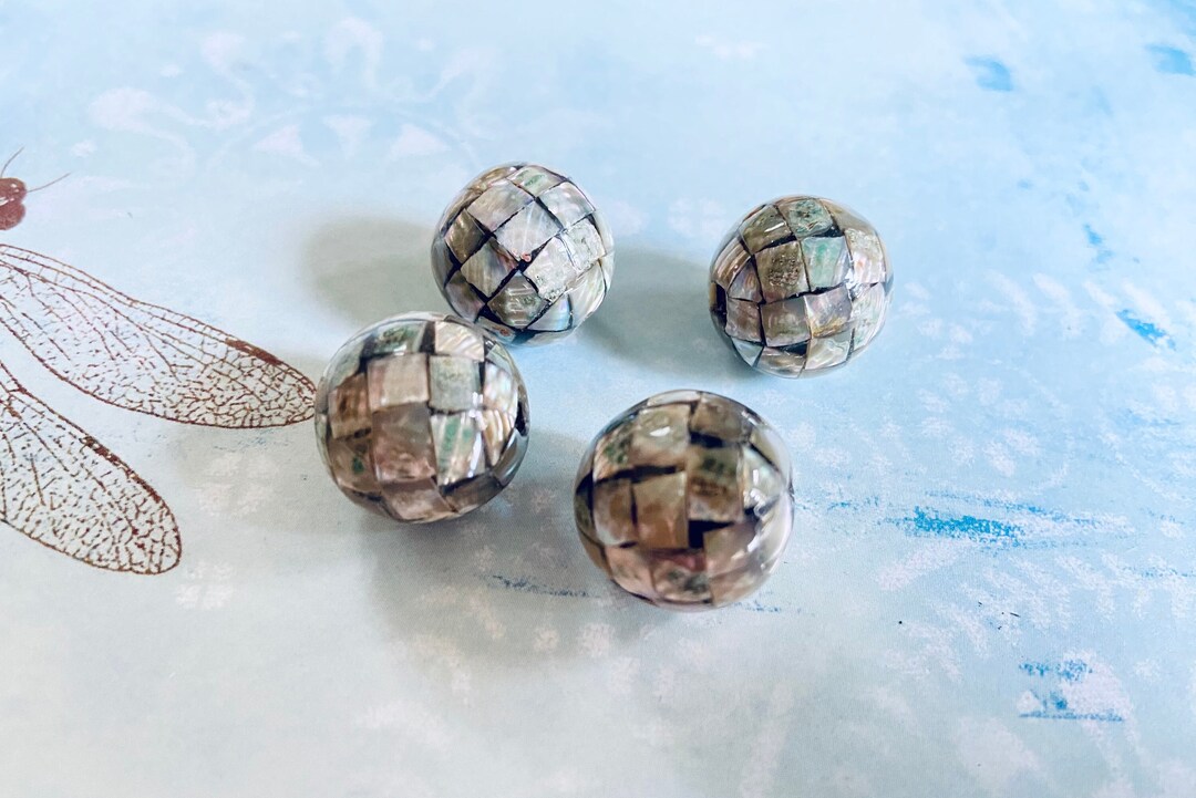 SALE Inlaid Abalone Shell Beads-pearl Round Beads-jewelry Findings ...