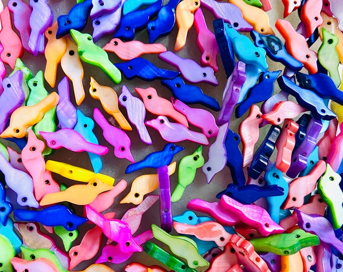 Fetish Animal Bird Beads-colorful Shell Fetish Birds Charms-mop Charms ...