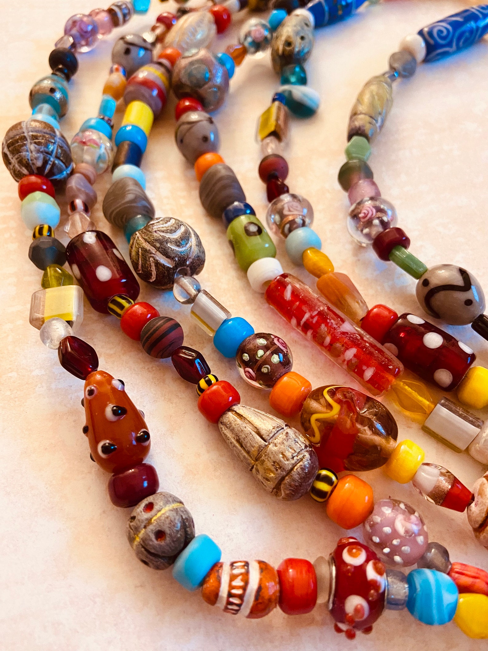 Lot Tribal Ethnic Assortment Glass Rainbow Beads-sample Glass - Etsy