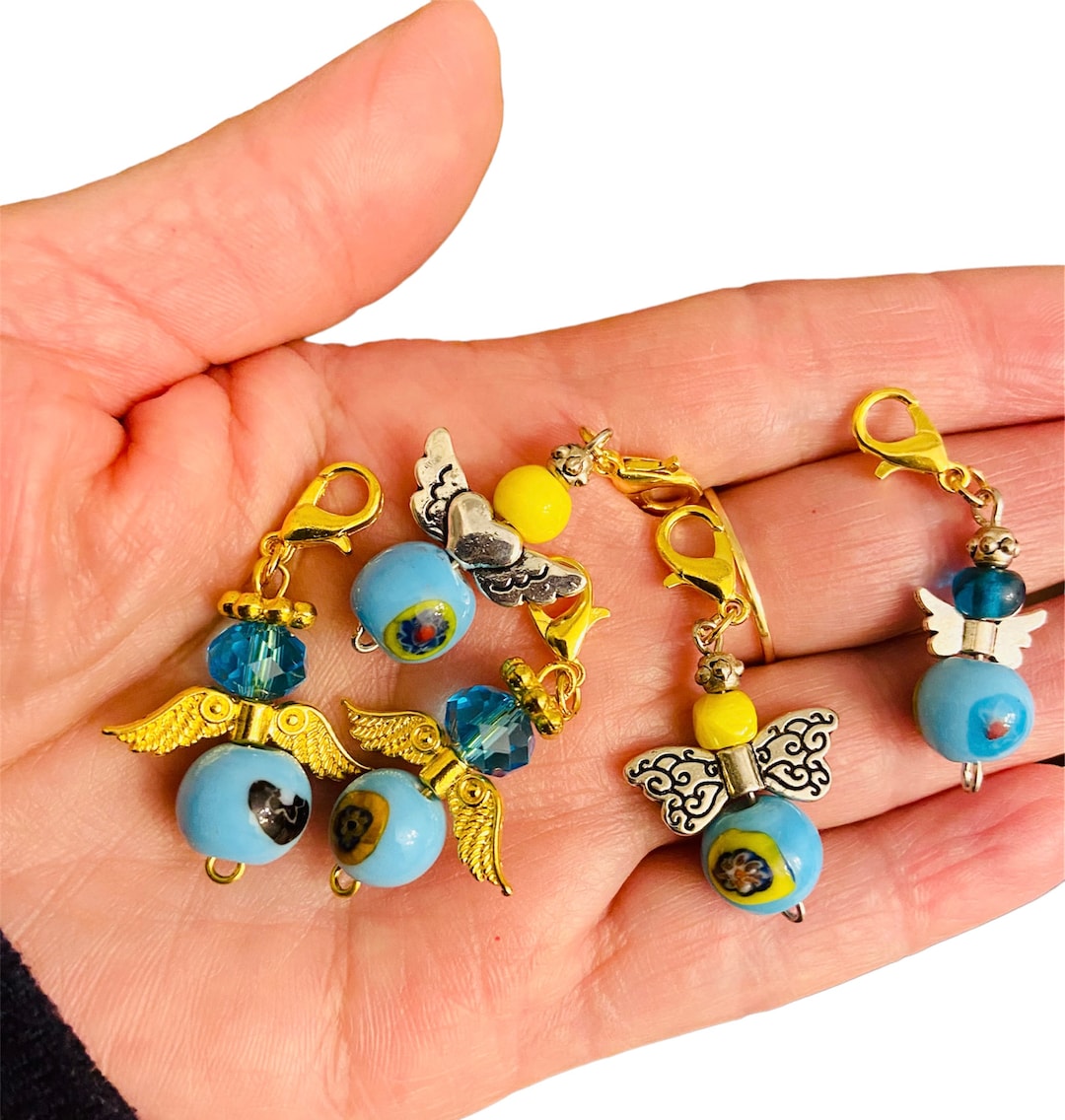 Clip on Angel Guard Charms-zipper Clip Lamp Work Angel Charm-favors ...