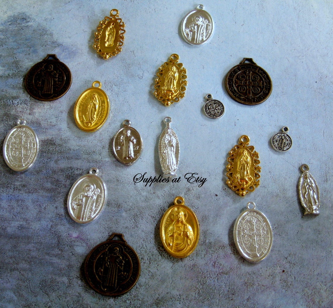 Sale Lot Assortment Catholic Medals-goldbronzesilver St | Etsy