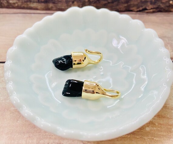 18k gold plated Black Azabache hand pendant-Black Azabache | Etsy
