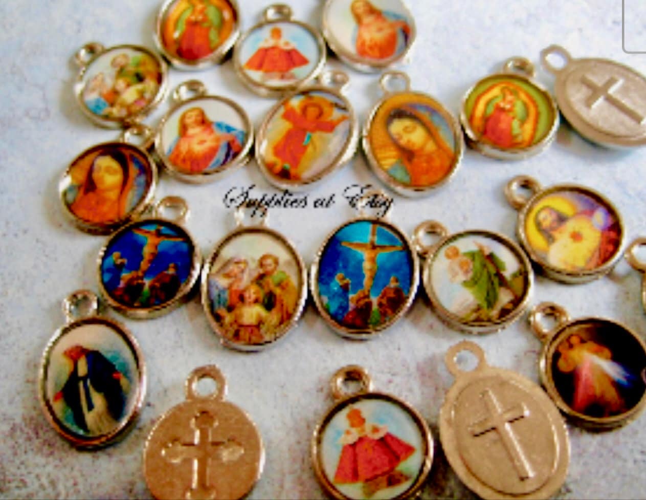 Lot Gold Catholic Medals-gold Sacred Heart Medal-virgin Mary | Etsy