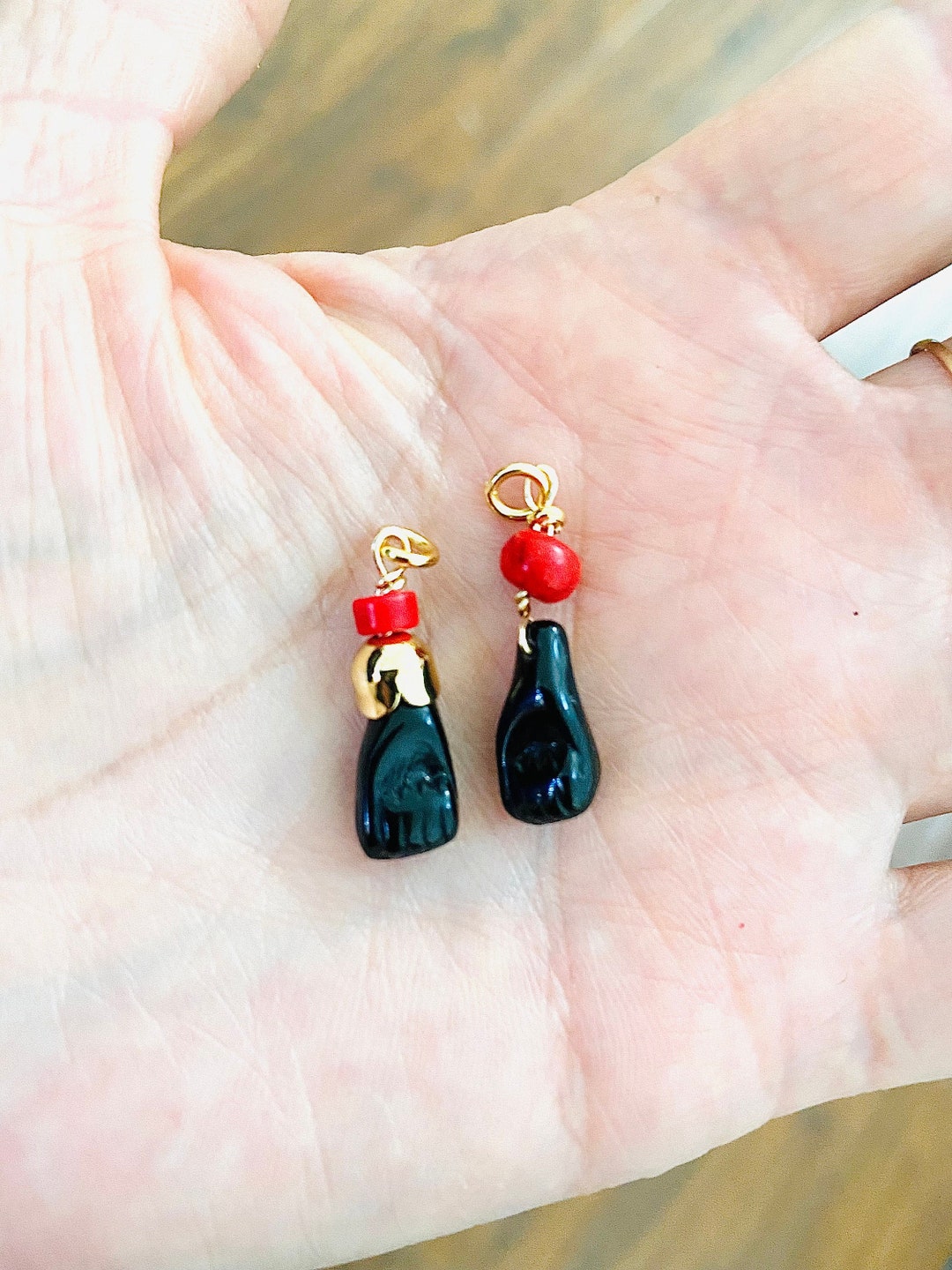 Black Azabache Hand Charm-azabache Hand Pendants-gold Plated Hope ...