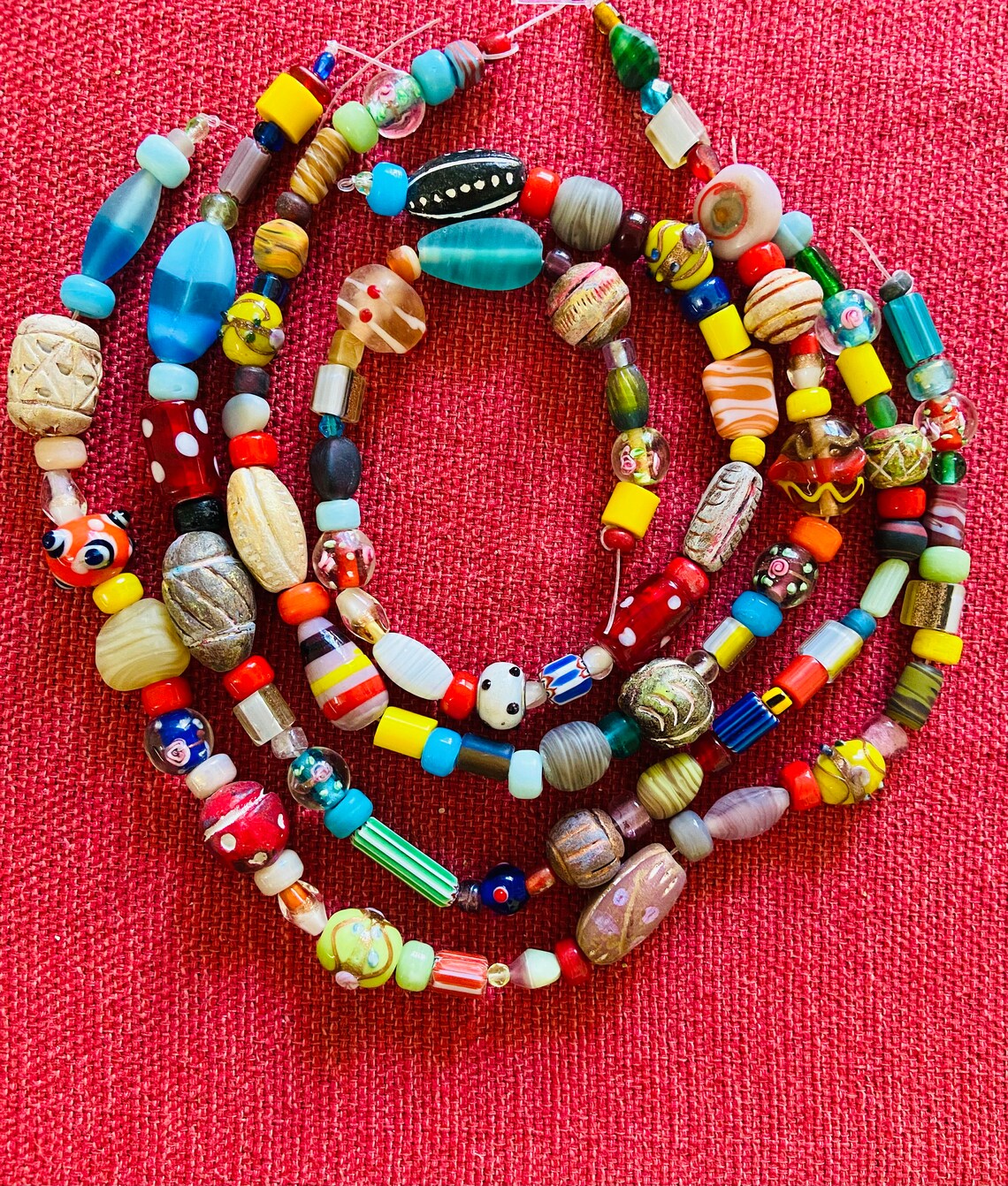Lot Tribal Ethnic Assortment Glass Rainbow Beads-sample Glass - Etsy