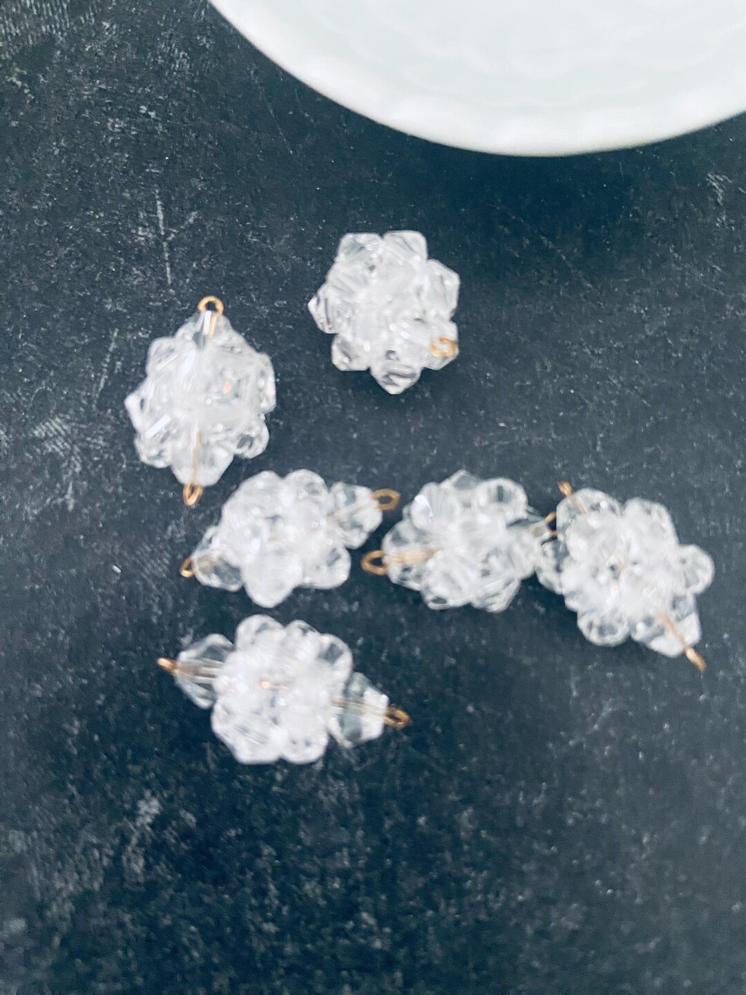 Fancy Handmade Cluster Crystal Ball Beads- Crystal Clear Beads-crystal ...