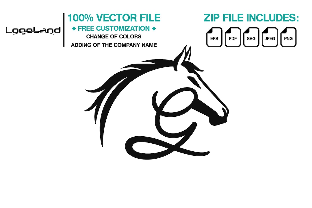 Horse Head Logo SVG Vector Letter G Black Horse Logo - Etsy