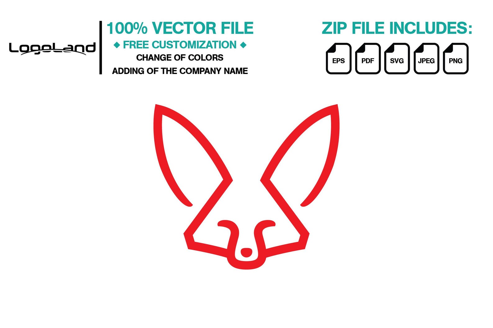 Modern Simple Red Fennec Fox Logo - Etsy