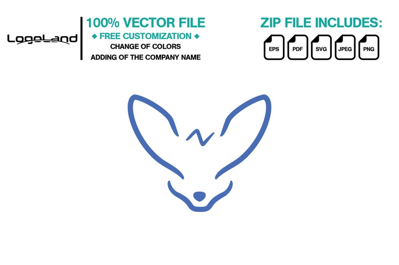 Cute Blue Fennec Fox Logo - Etsy