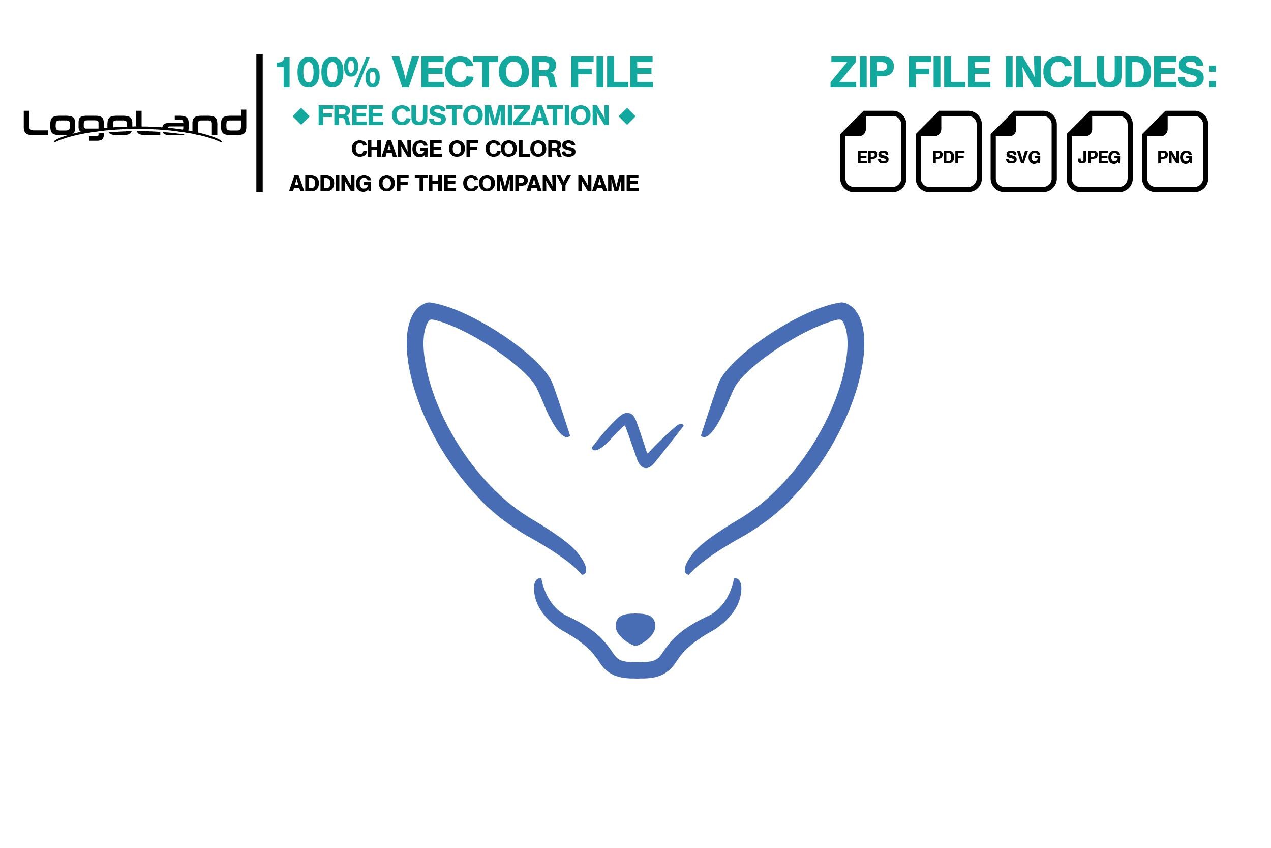 Cute Blue Fennec Fox Logo - Etsy